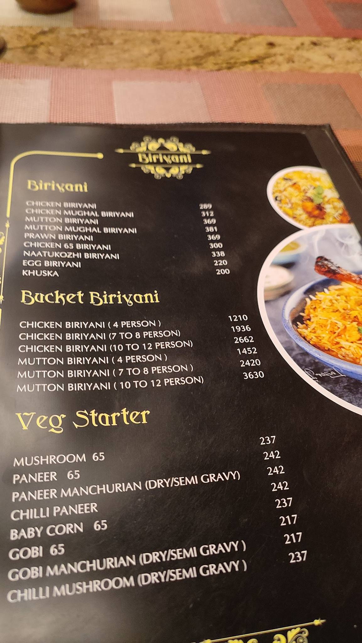 Menu at Mohammed Sulaiman Biriyani - The Biriyani's Palace, Chennai