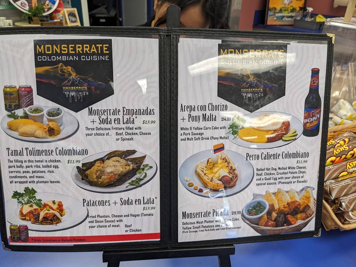 Menu at Monserrate Colombian Cuisine restaurant, Bellevue