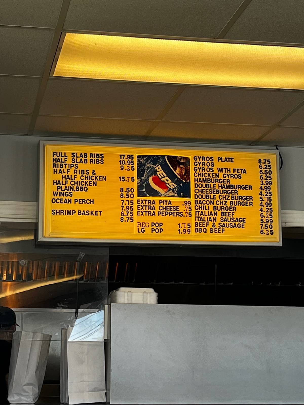 Menu at Mr Goody's restaurant, Griffith