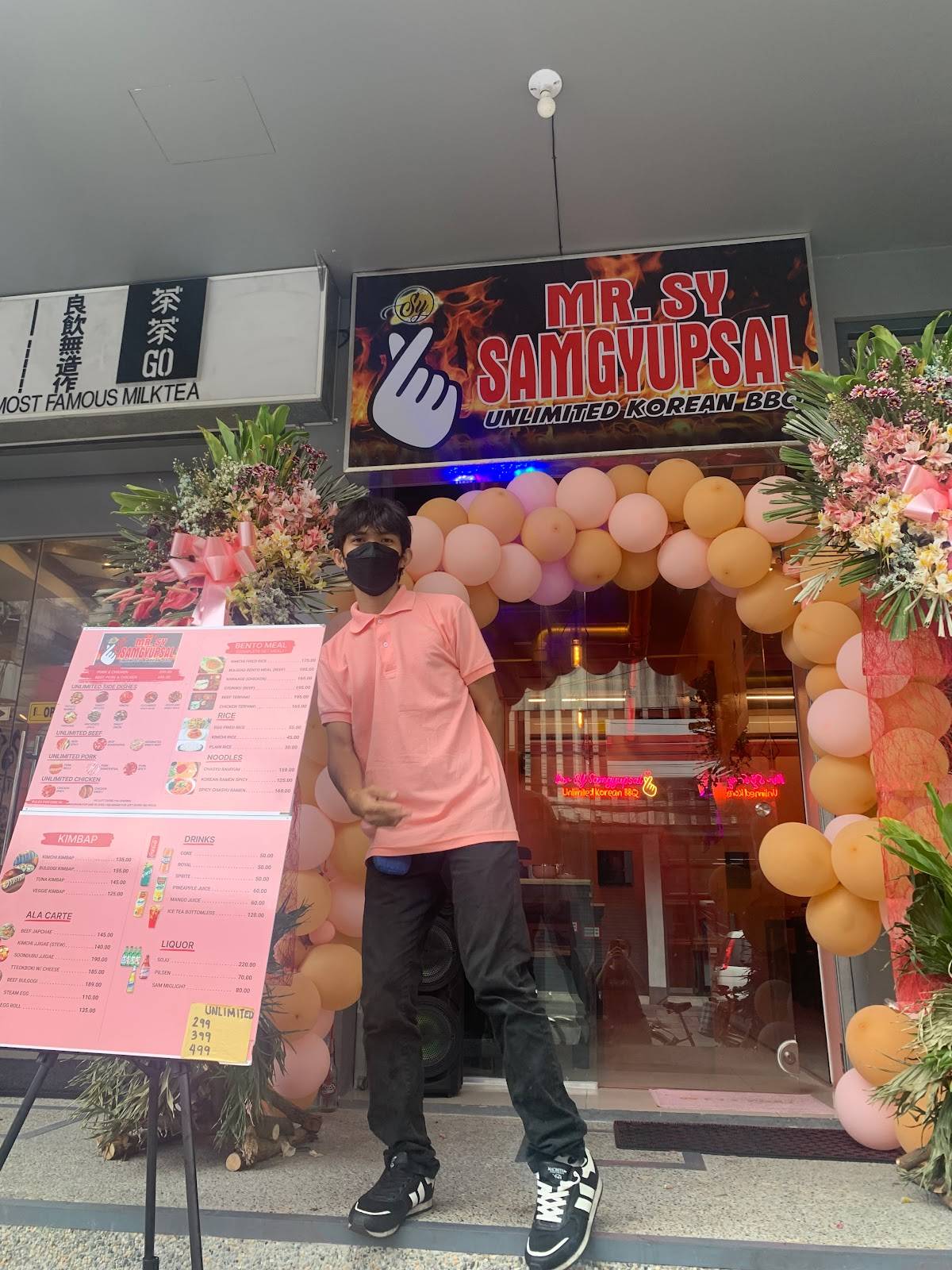 Menu at Mr Sy Samgyupsal restaurant, Manila