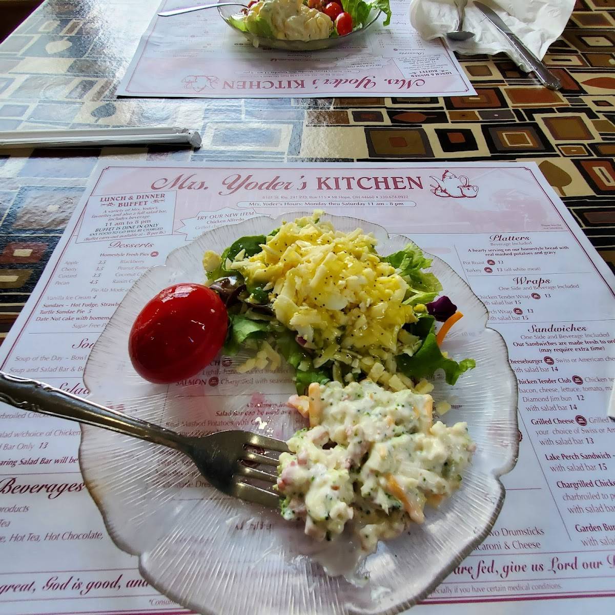 Menu at Mrs Yoders Kitchen restaurant, Mount Hope