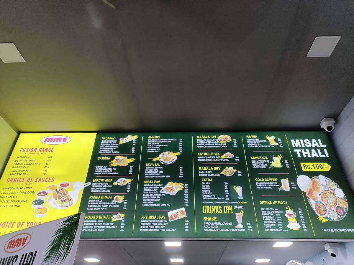 Menu at Mumbaiya Misal and Vadapav Ashram Road, Ahmedabad