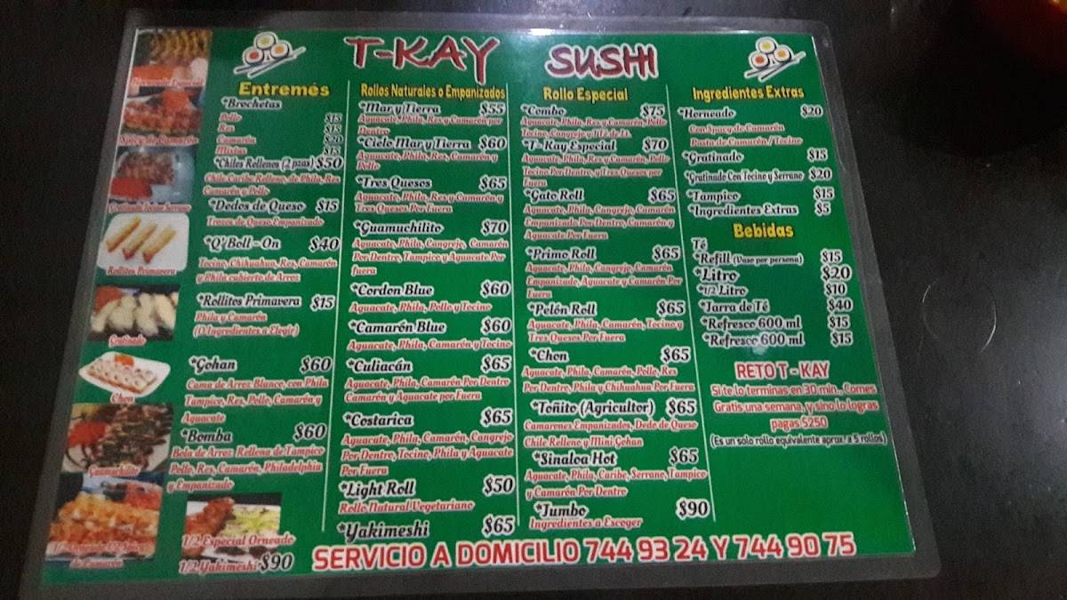 Carta del restaurante T-kay Sushi, Culiacán Rosales