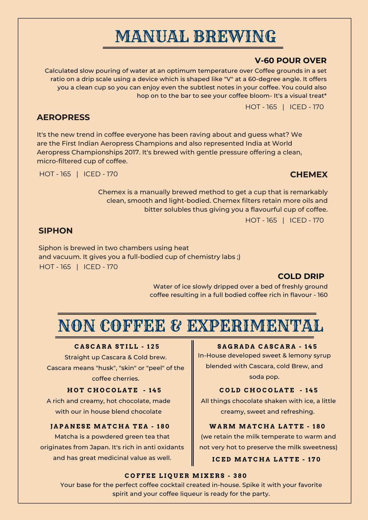 Menu at Corridor Seven Coffee Roasters, Nagpur