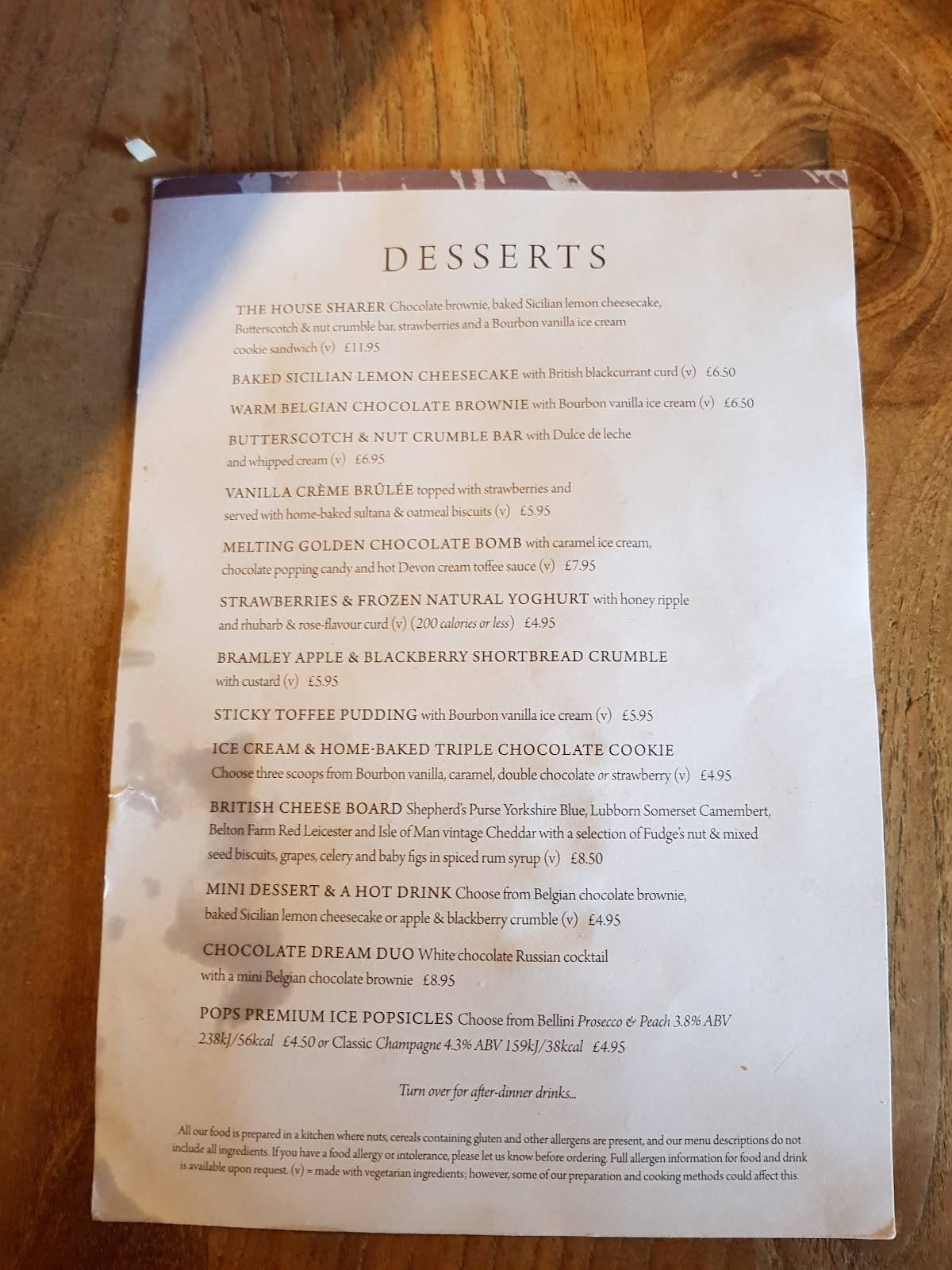 Menu at Nags Head Brentwood pub & bar, Brentwood