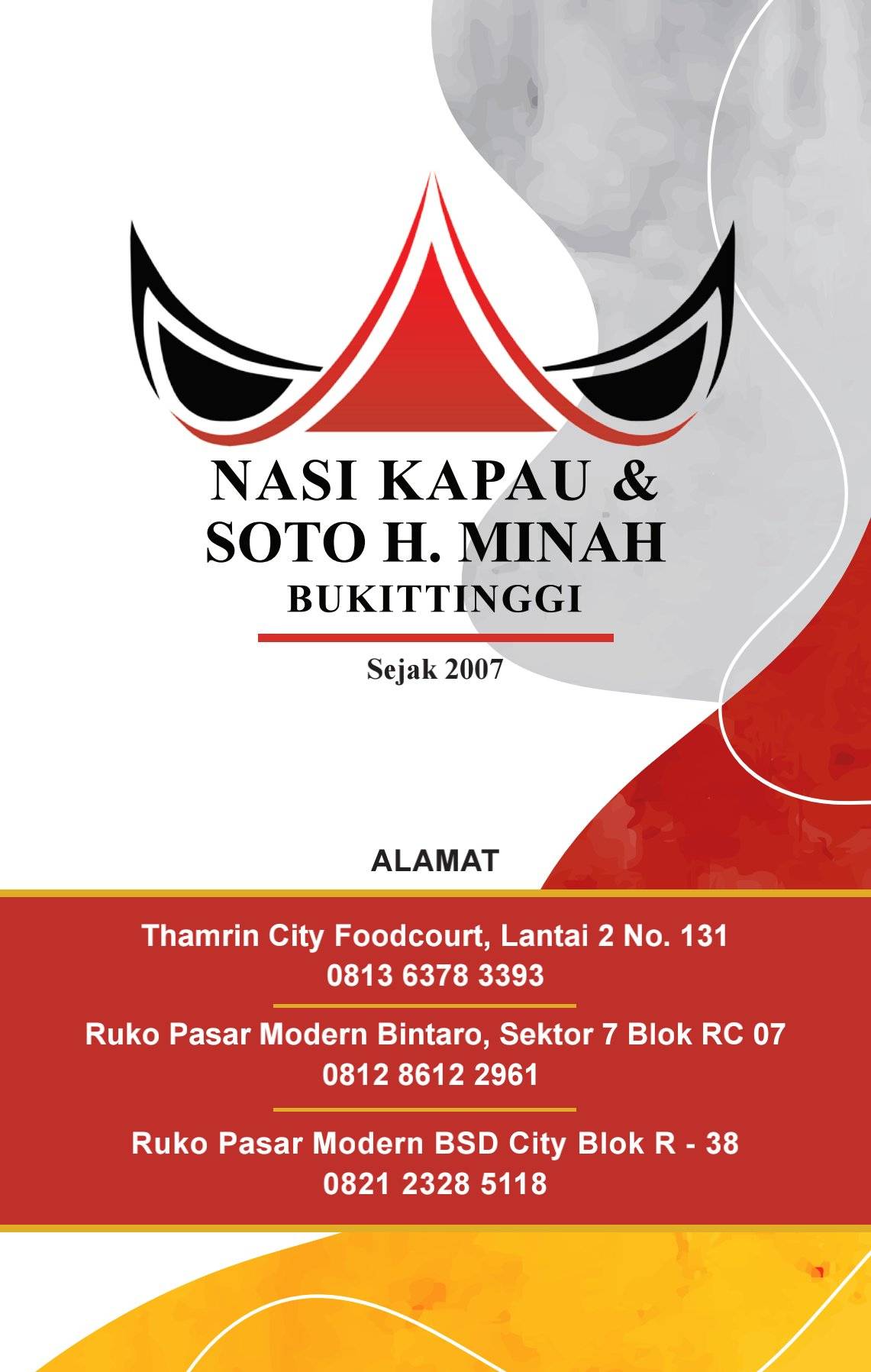 Menu at Nasi Kapau & Soto H.Minah Bukittinggi, Bintaro restaurant ...