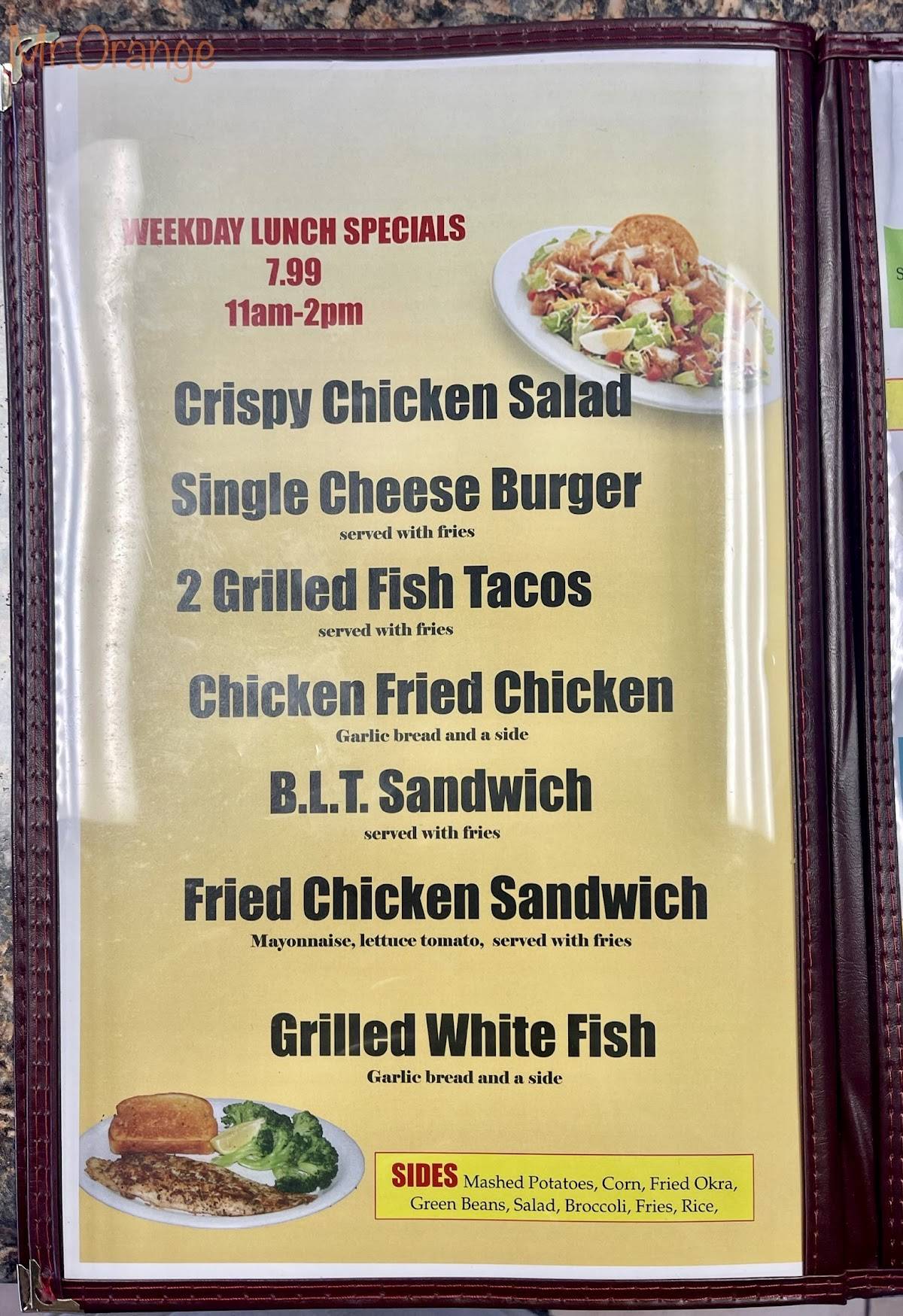 Menu at Nate's Diner restaurant, Houston