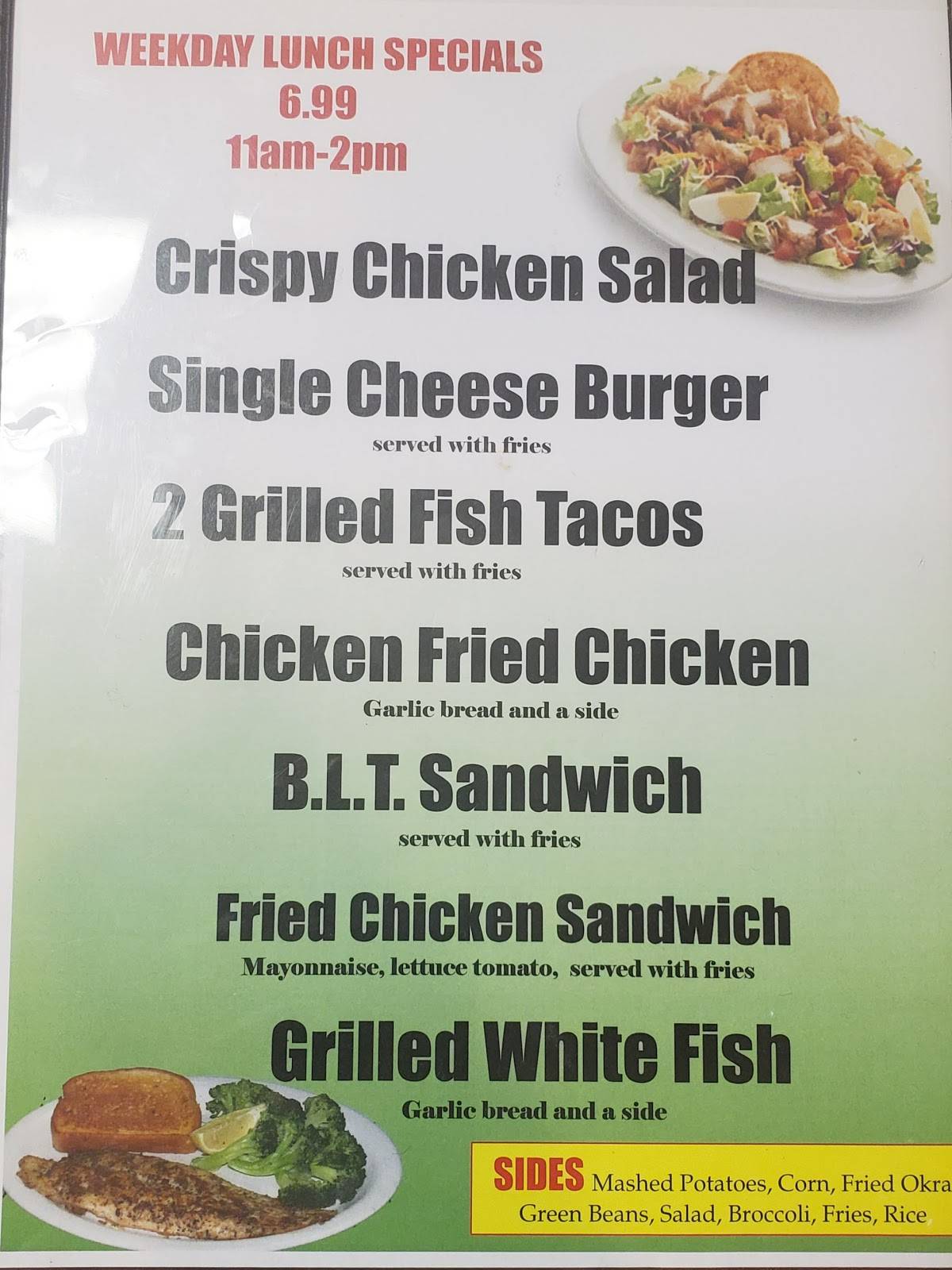 Menu at Nate's Diner restaurant, Houston