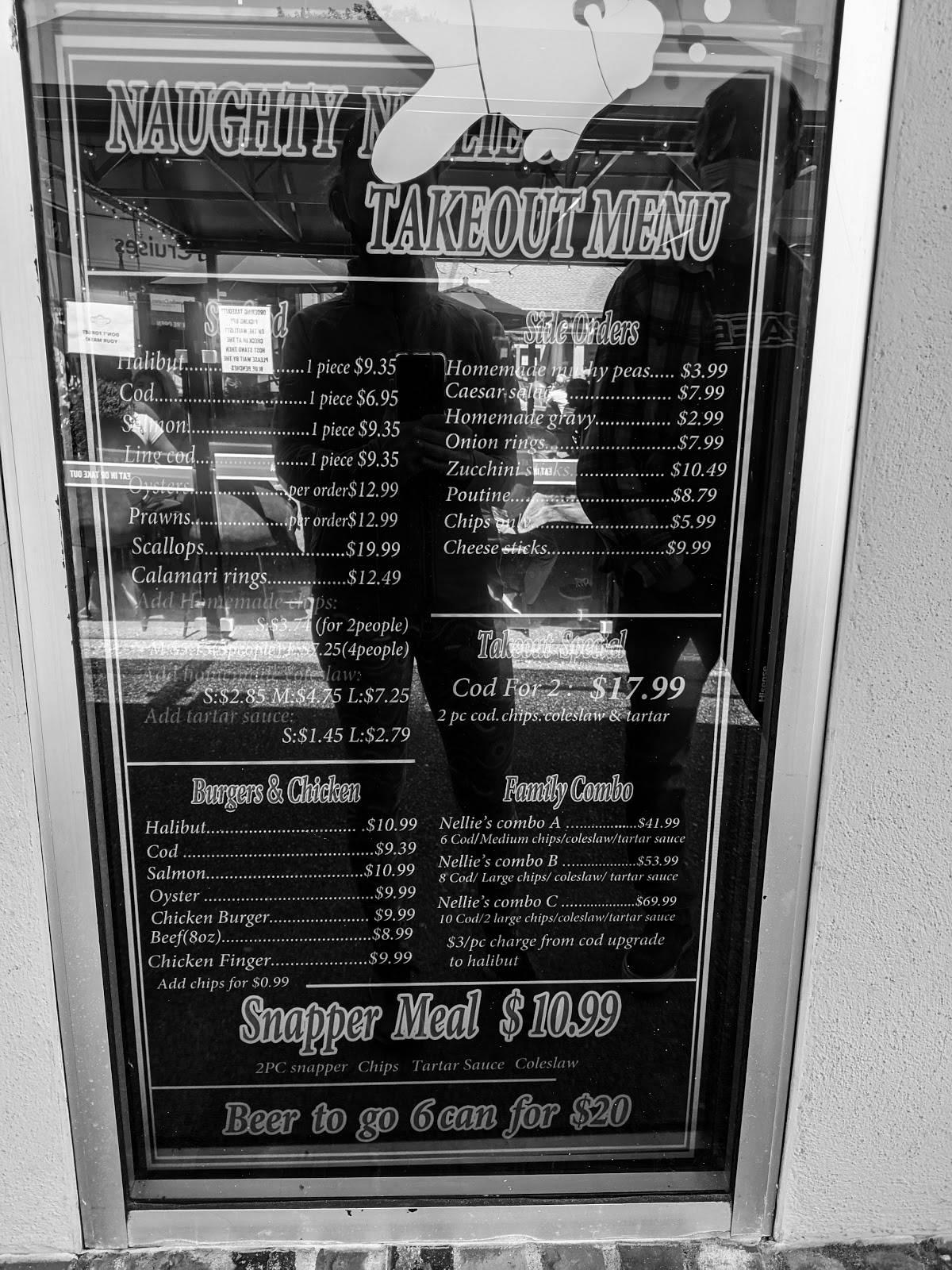 Menu at Naughty Nellie's Not Just Fish & Chips restaurant, Victoria