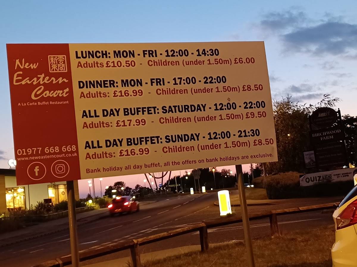 Menu at New Eastern Court restaurant, Castleford