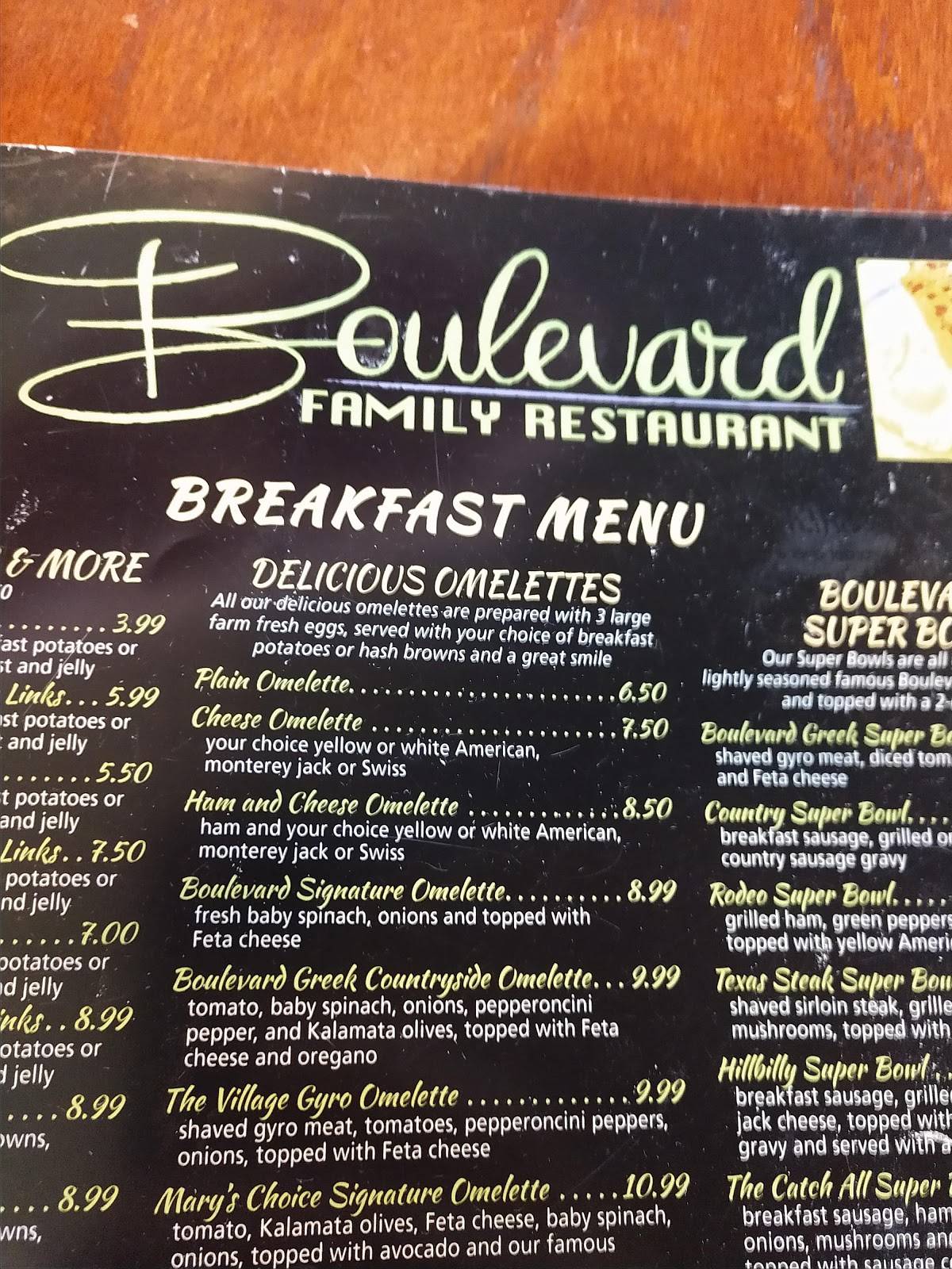 Menu at Boulevard Family Restaurant, New Port Richey