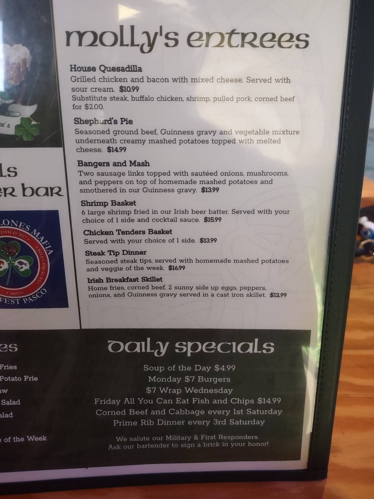Menu at Molly Malone's Irish Pub and Eatery, New Port Richey, Little Rd