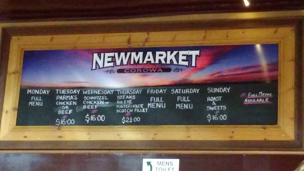 Menu at Newmarket Hotel pub & bar, Corowa