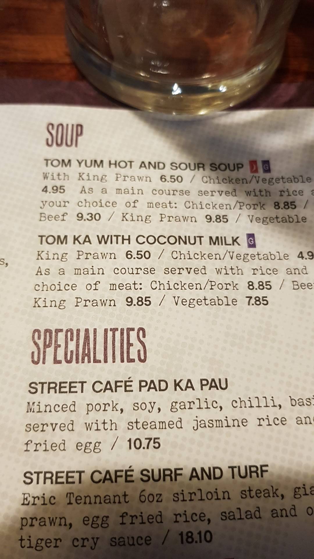 Menu at Thai Street Cafe, Newmarket