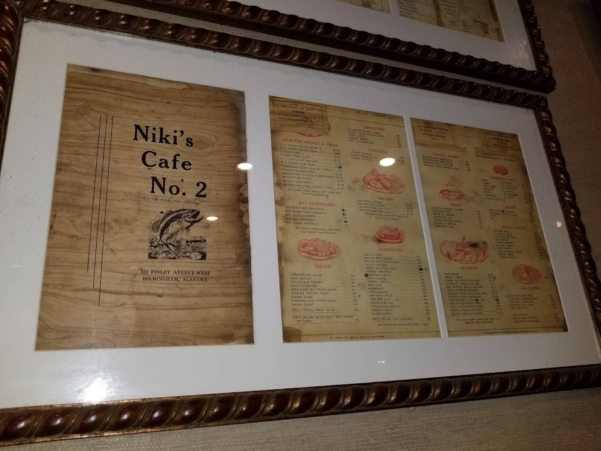 Menu at Niki's West steakhouse, Birmingham