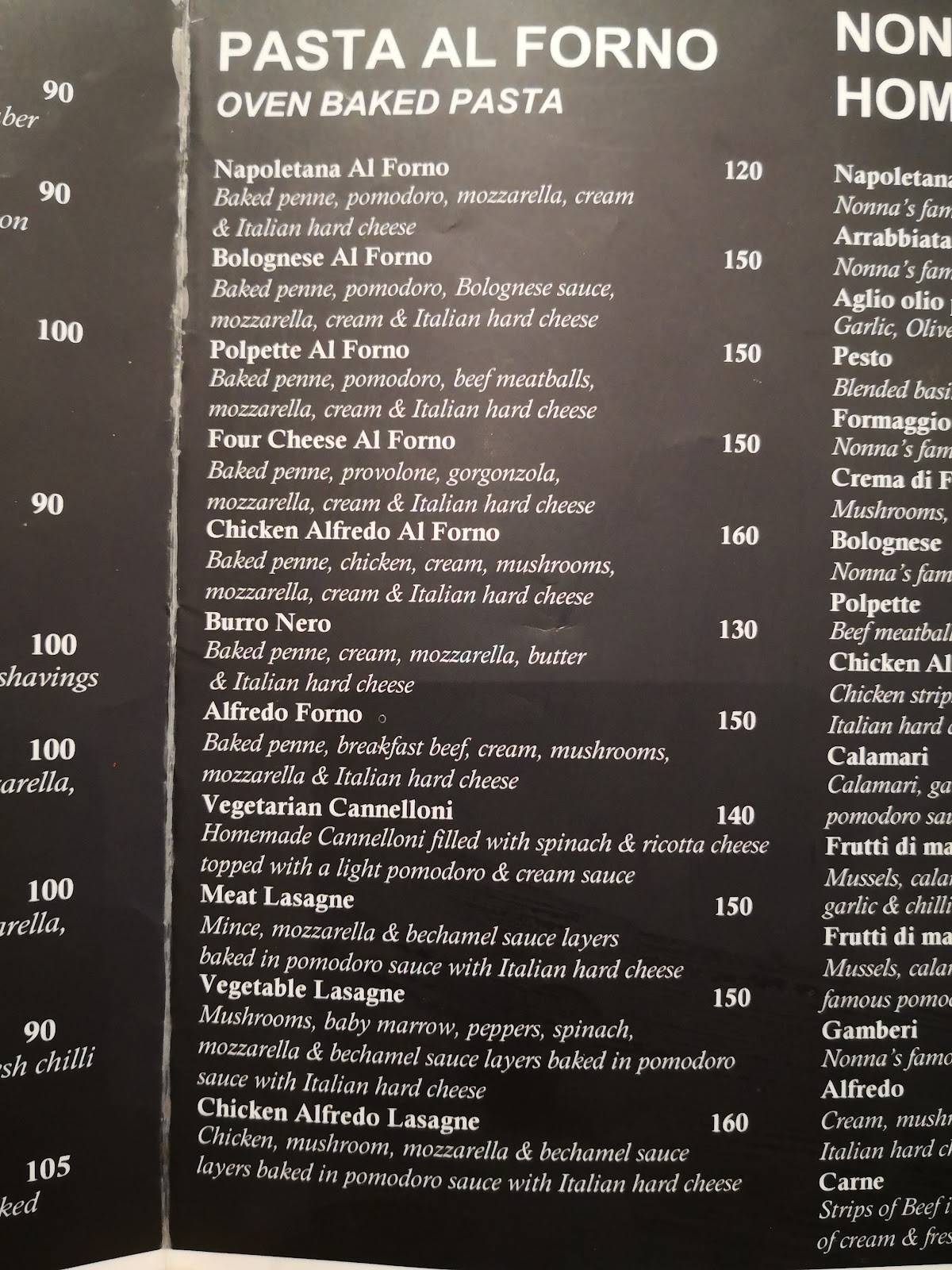 Menu at Nonnas Italian Kitchen - Sandton restaurant, Sandton, 139 West St
