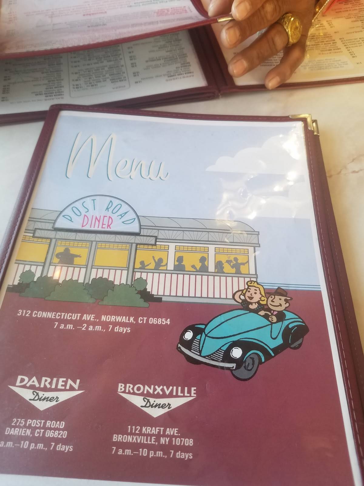 Menu at Post Road Diner restaurant, Norwalk, 312 Connecticut Ave