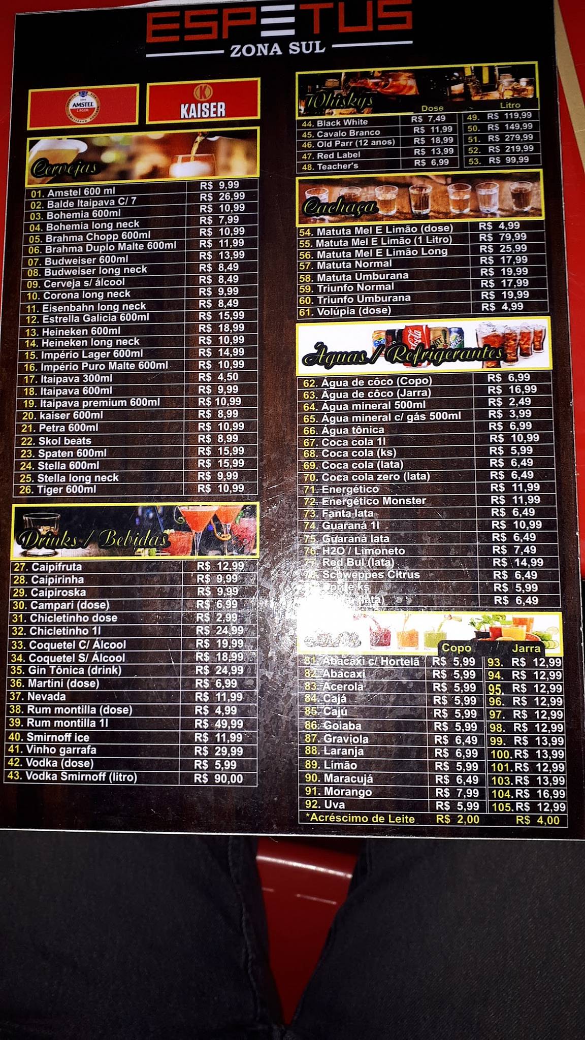 Menu at Nosso Bar, Buritizal