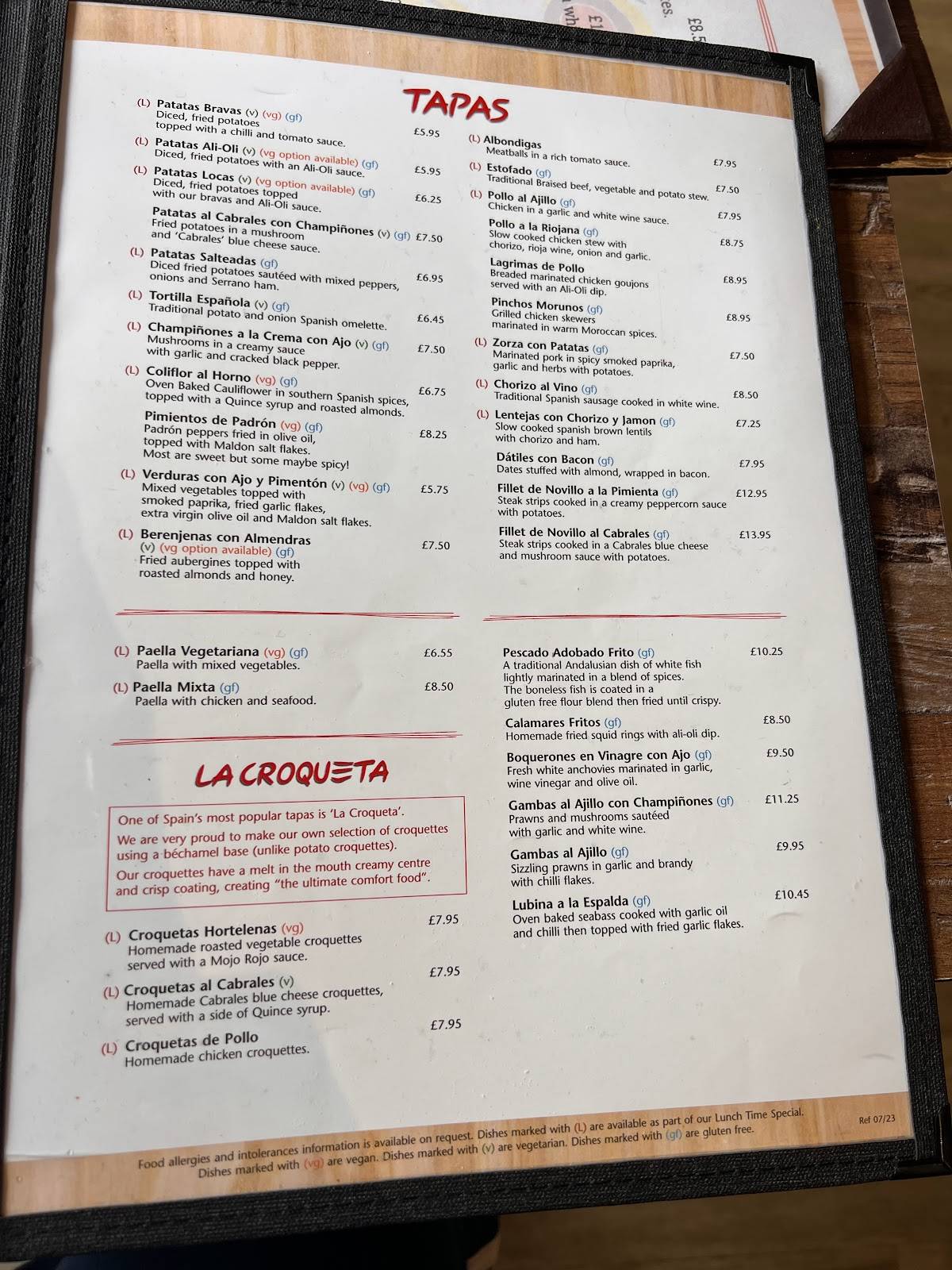 Menu at Olé Olé Tapas Bar & Restaurant, Lincoln