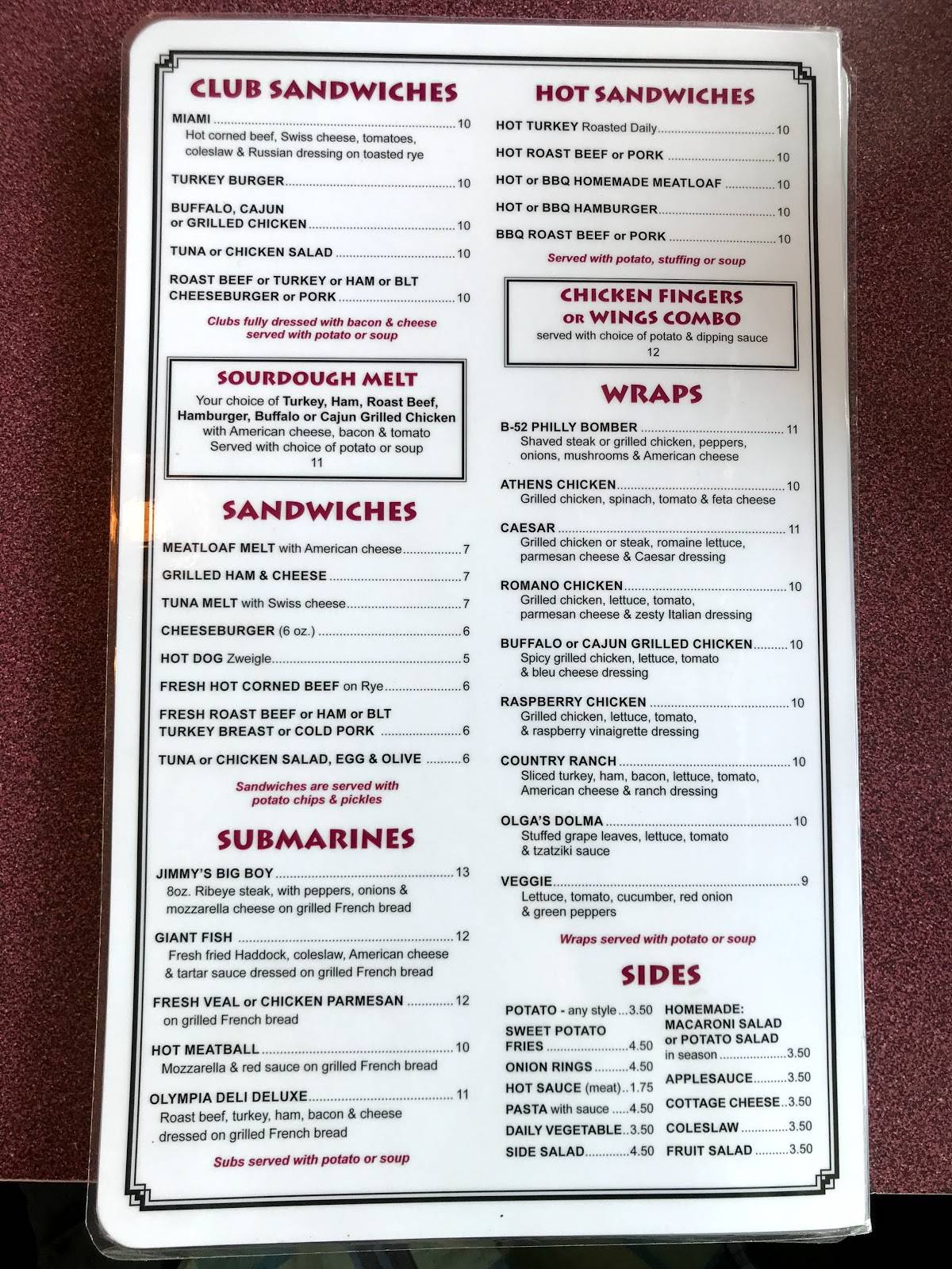 Menu at Olympia Family Restaurant, Rochester, Flynn Rd