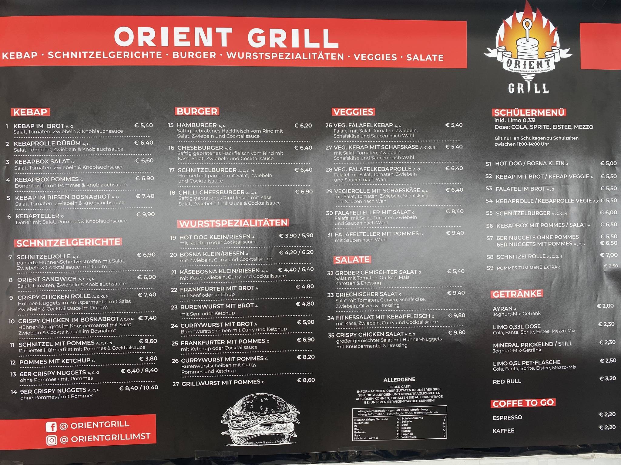 Speisekarte von OrientGrill restaurant, Gemeinde Imst