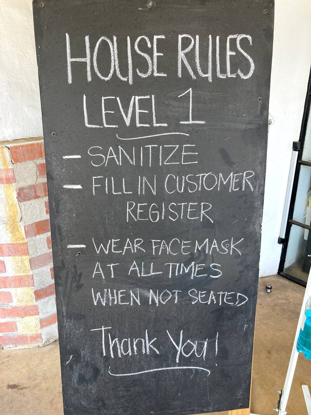 Speisekarte von Ou Meul Du Toitskloof restaurant, Südafrika