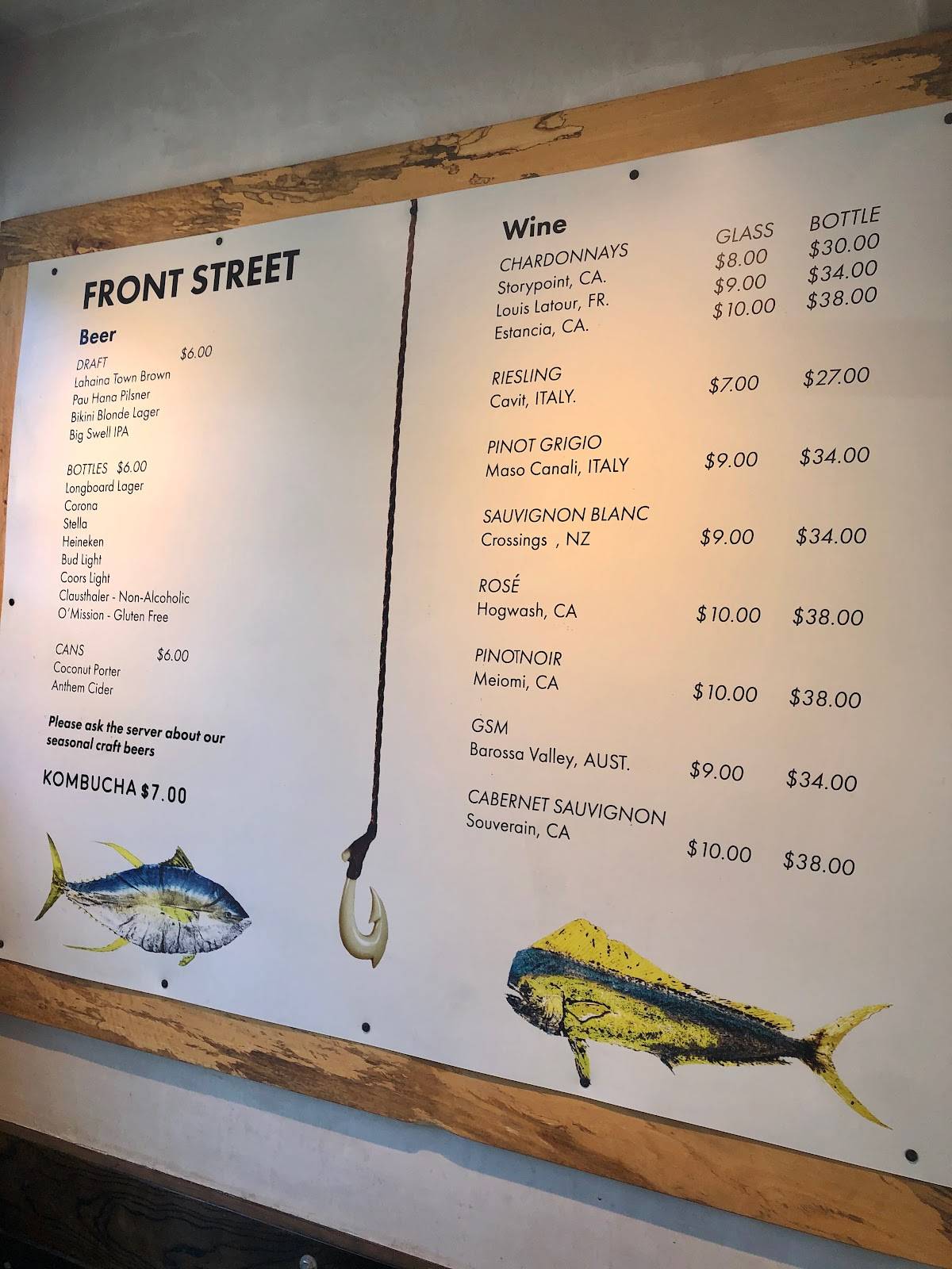Menu at Paia Fishmarket Front Street Restaurant, Lahaina