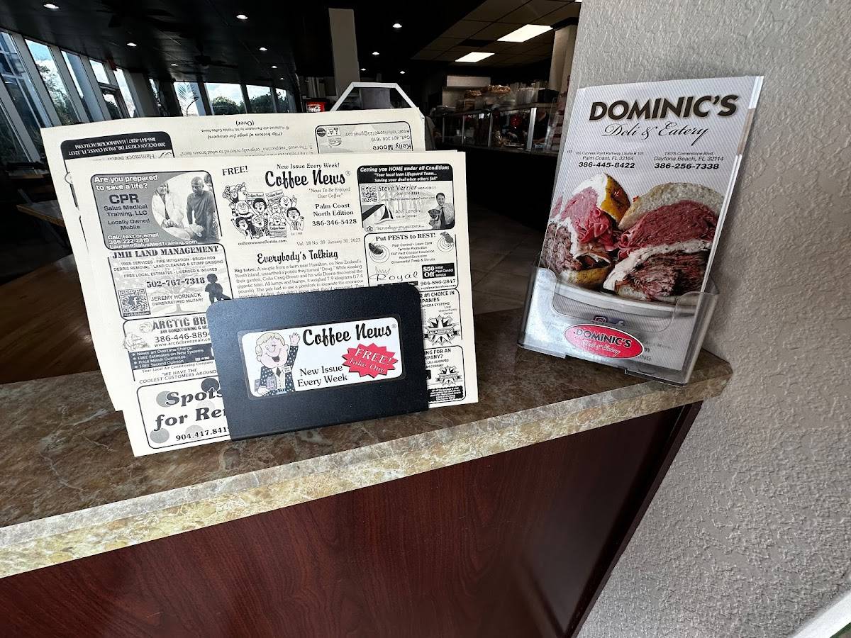 Menu at Dominics Deli restaurant, Palm Coast