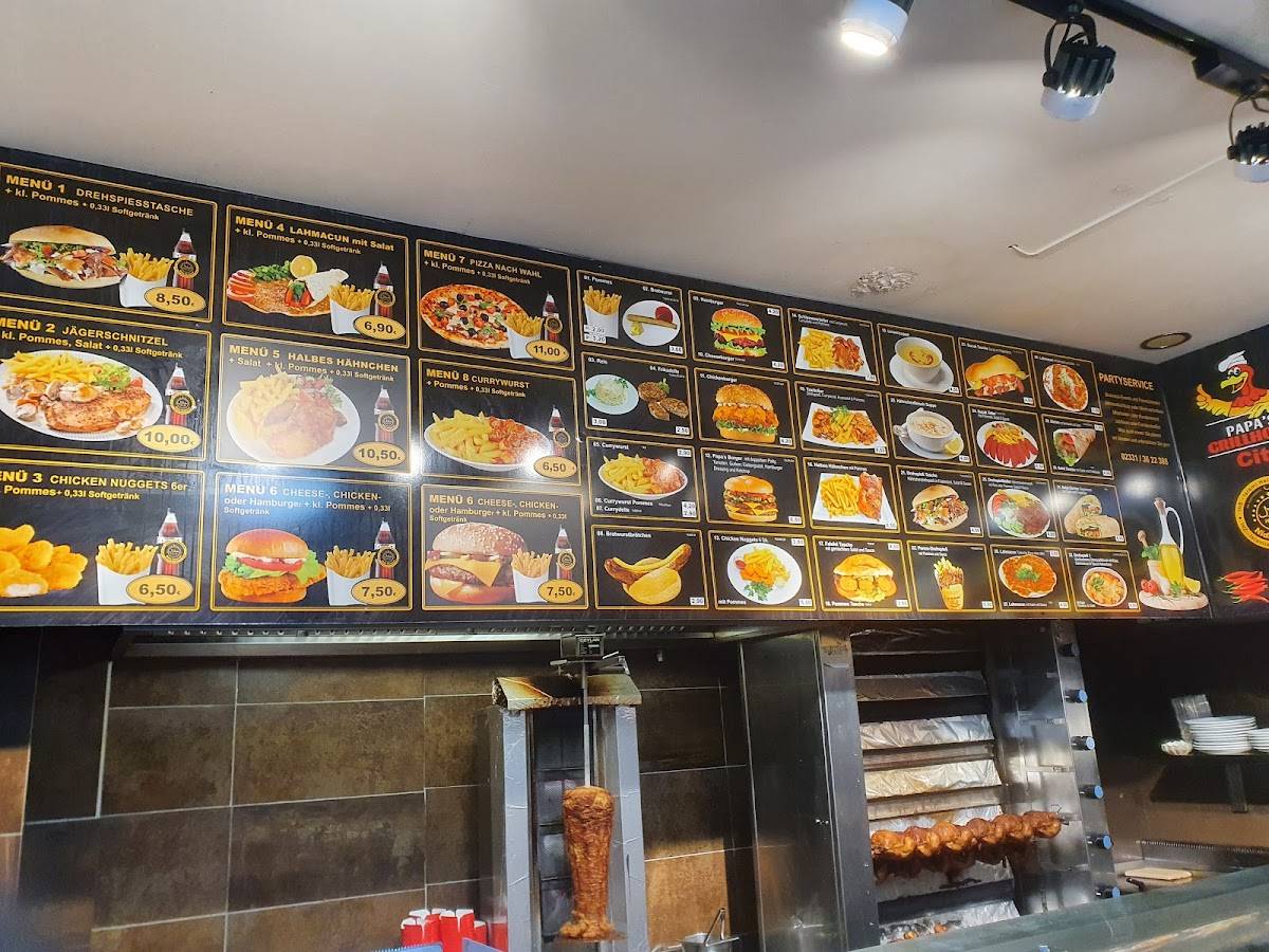 Carta de Papa's Grillhouse am Bahnhof, Hagen