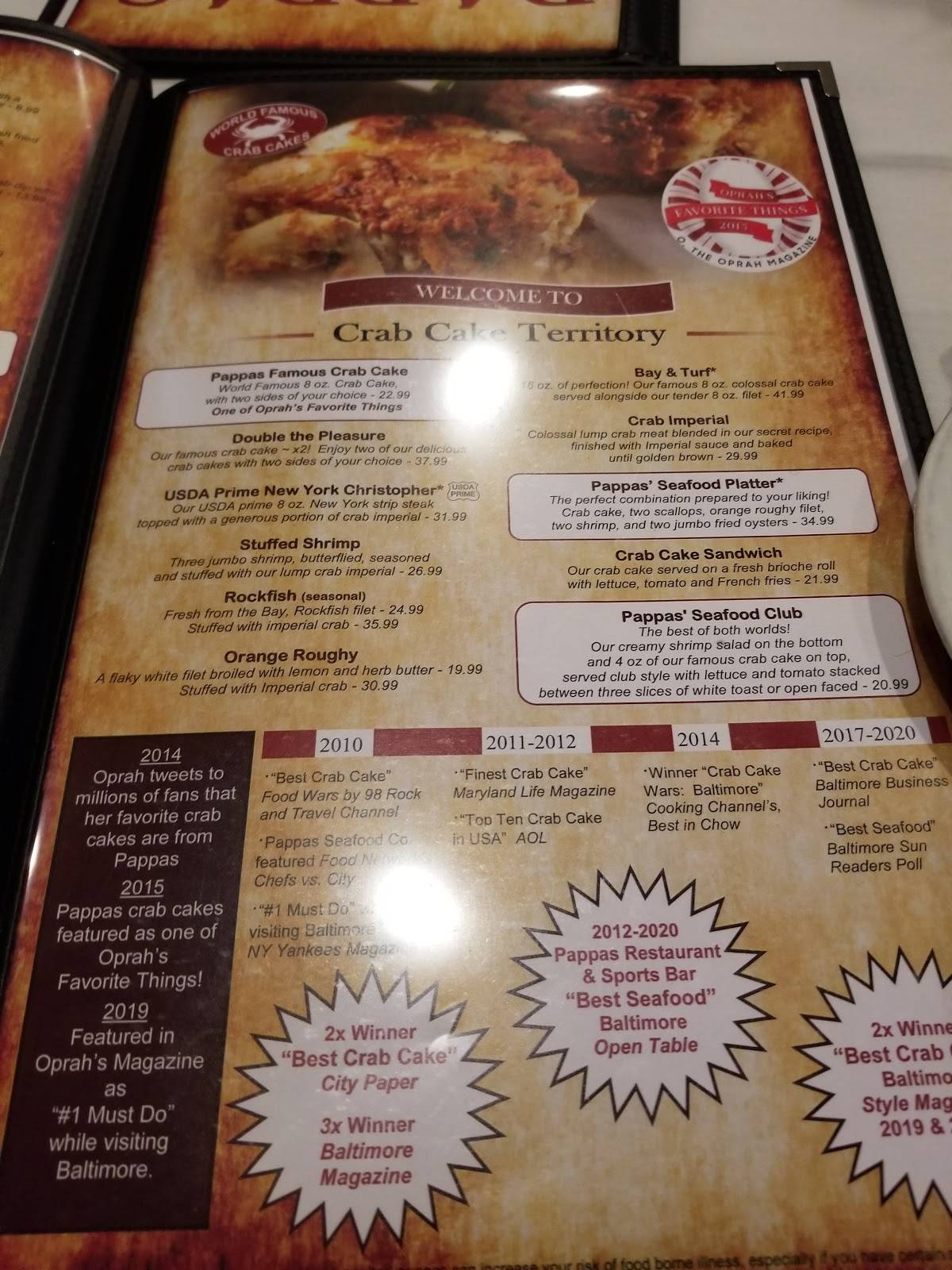 Menu at Pappas Restaurant and Sports Bar, Parkville, Taylor Ave