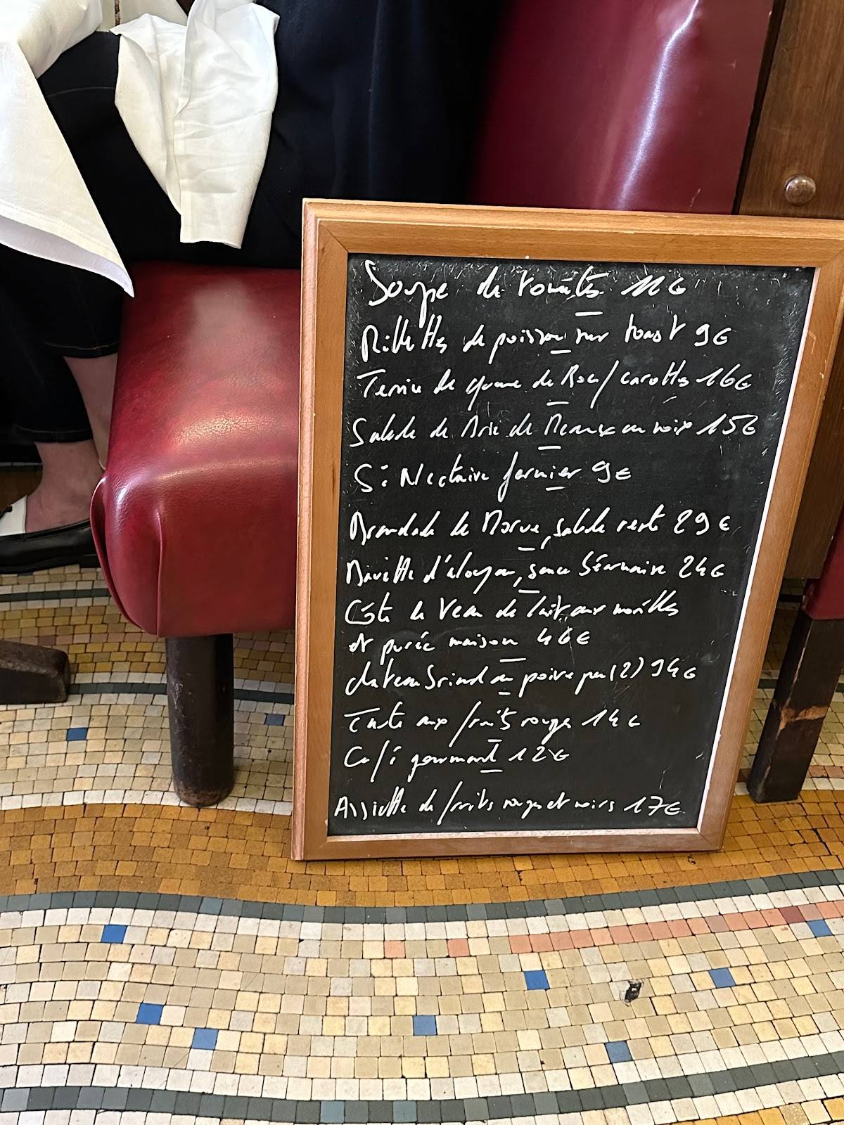 Menu at Chez Savy restaurant, Paris