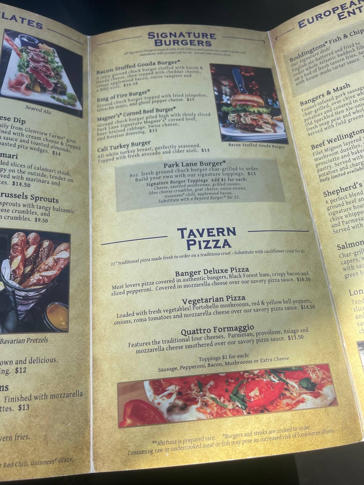Menu at Park Lane Tavern of Hampton pub & bar, Hampton