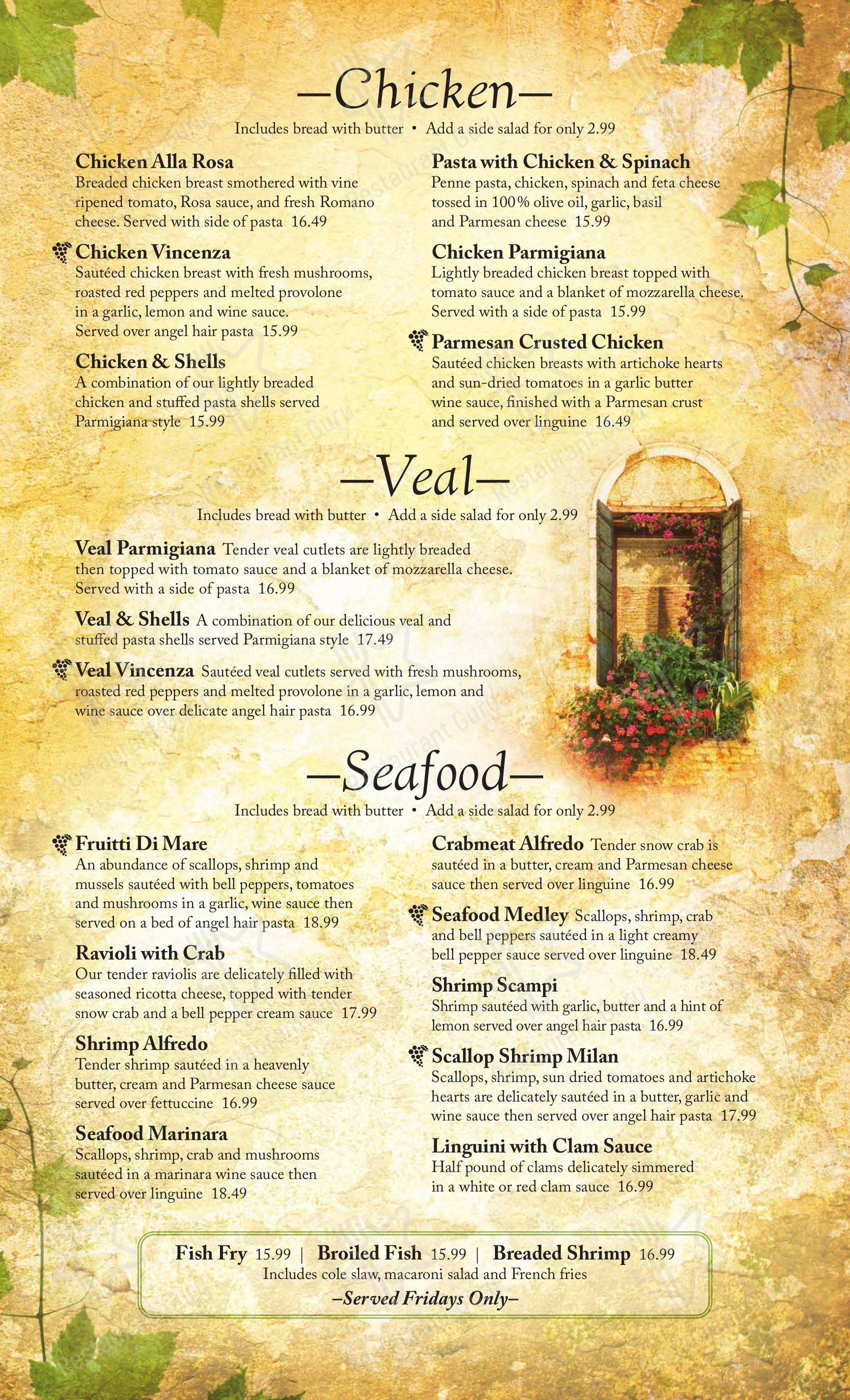 Menu at Pasquale's Italian Restaurant, East Aurora