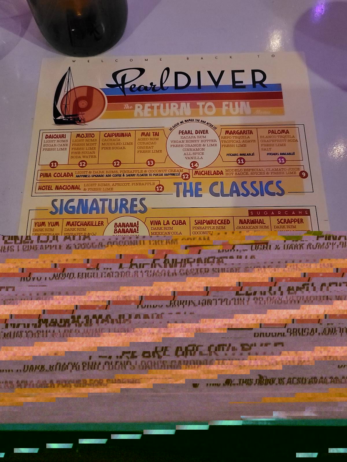 Menu at Pearl Diver pub & bar, Nashville