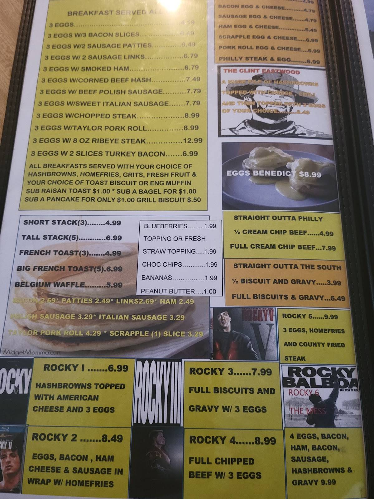 Menu at Philly Diner restaurant, DeLand