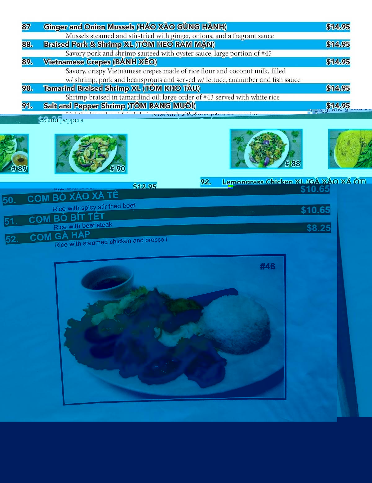 Menu at Pho Quynh Vietnamese Restaurant, Sioux Falls