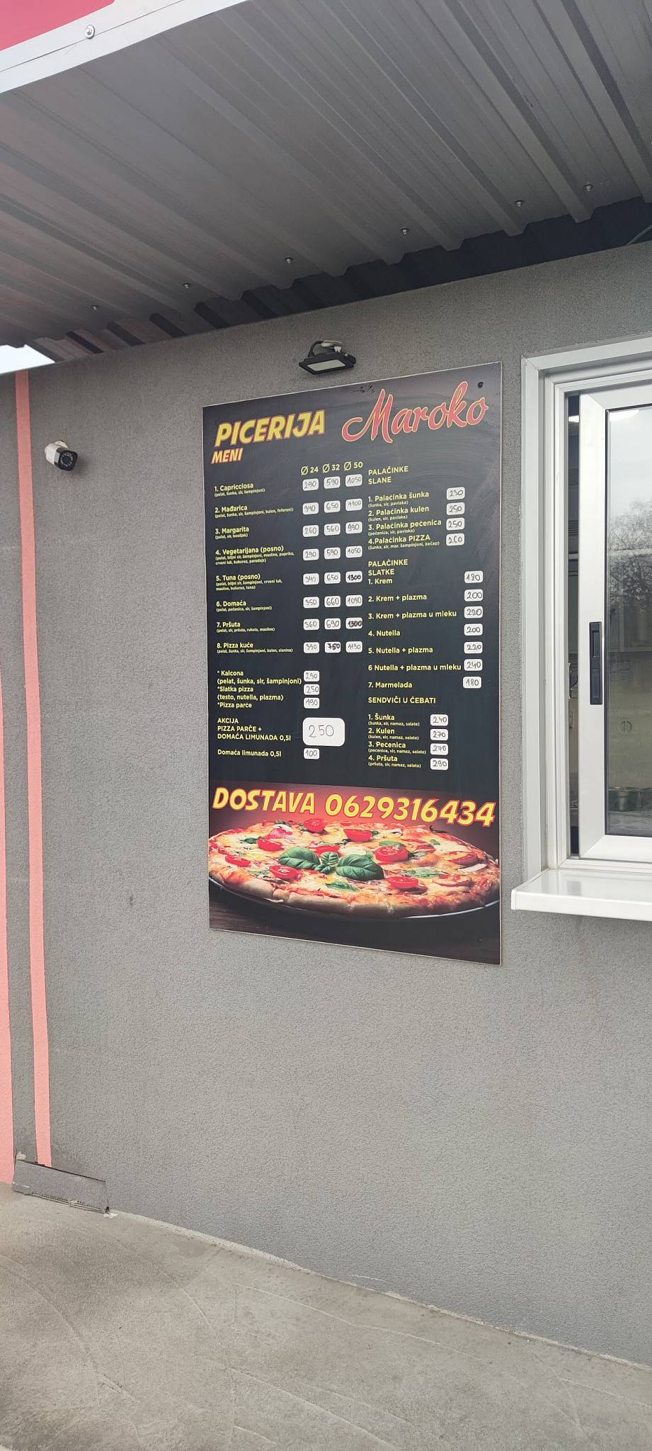 Menu at Picerija Maroko pizzeria, Futog