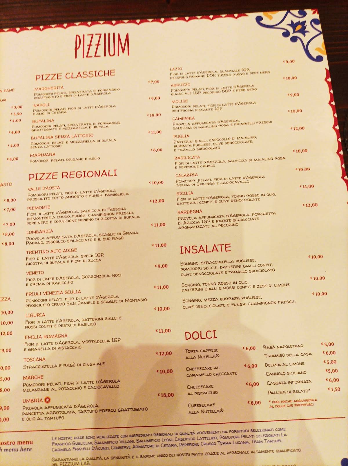 Menu at Pizzium - Genova Corso Sardegna restaurant, Genoa
