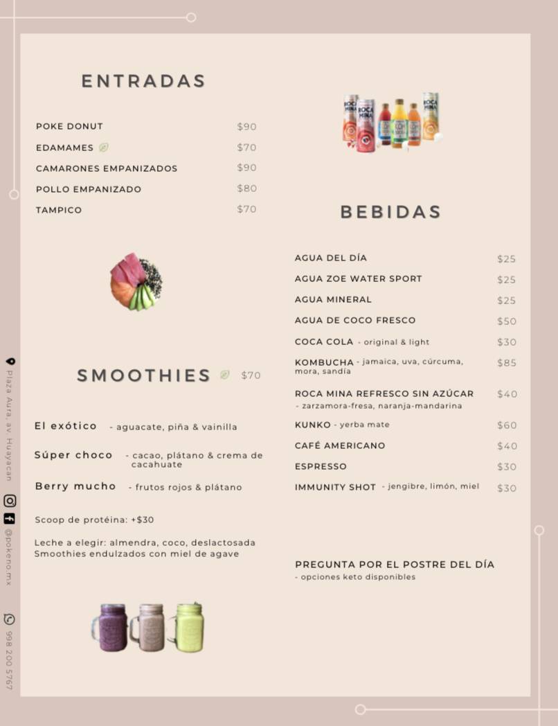 Menu at Poke sí! restaurant, Cancún