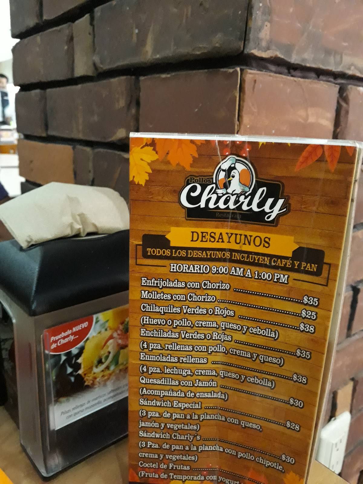 Carta de Pollos Charly 2 Restaurant, Fortín de las Flores