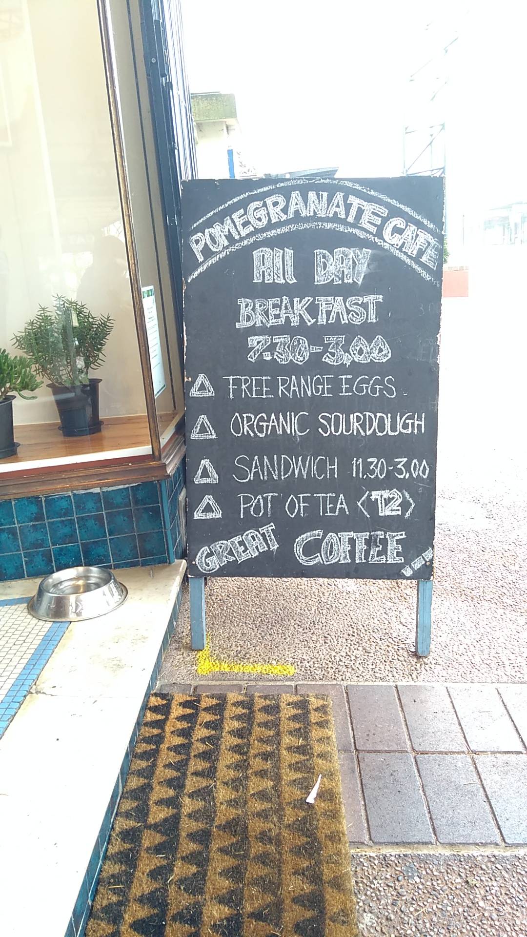 Menu at Pomegranate cafe, Katoomba
