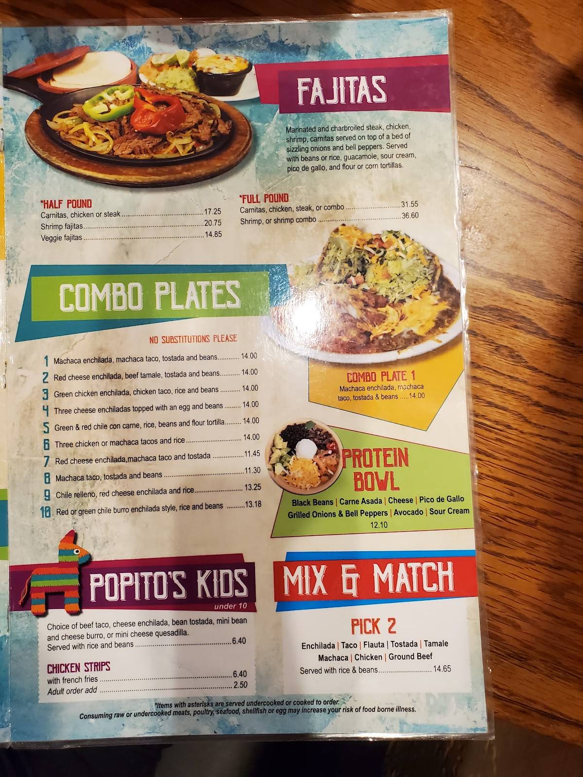 Menu at Popo's Fiesta Del Sol pub & bar, Glendale, N 59th Ave