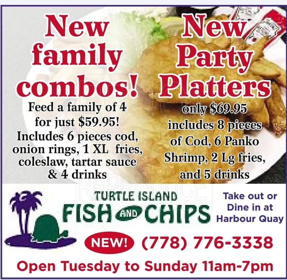 Menu at Turtle Island Fish & Chips restaurant, Port Alberni, Argyle St ...