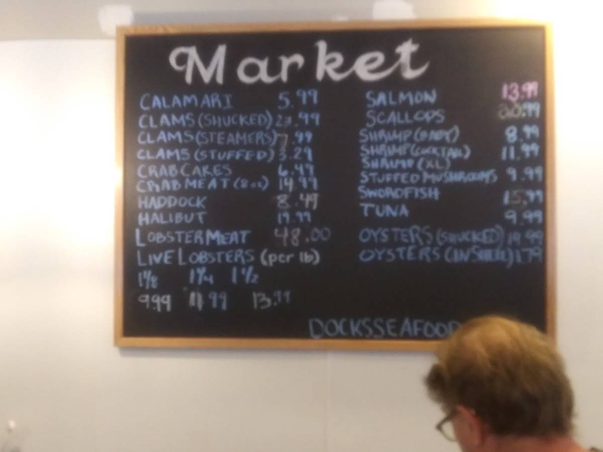 Menu at Docks Seafood restaurant, South Portland