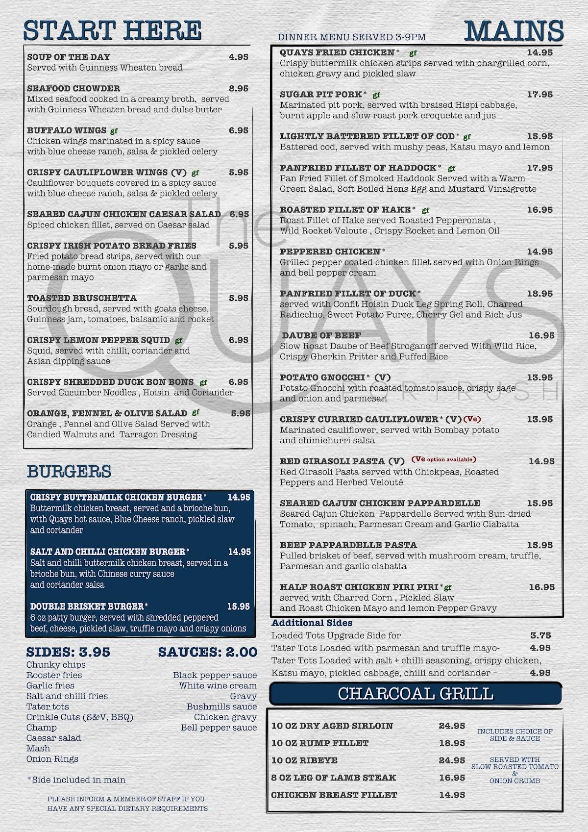 Menu at The Quays Bar & Gastropub, Portrush
