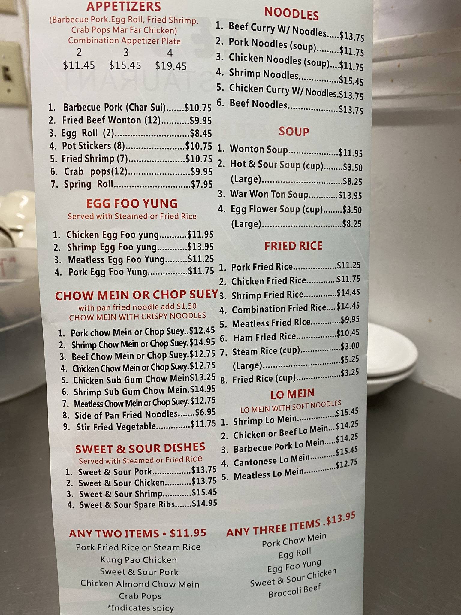 Menu at Gee's Family Restaurant, Prineville