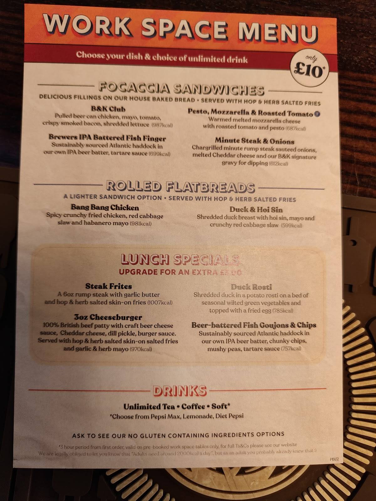 Menu at Brewhouse & Kitchen - Worthing pub & bar, Worthing