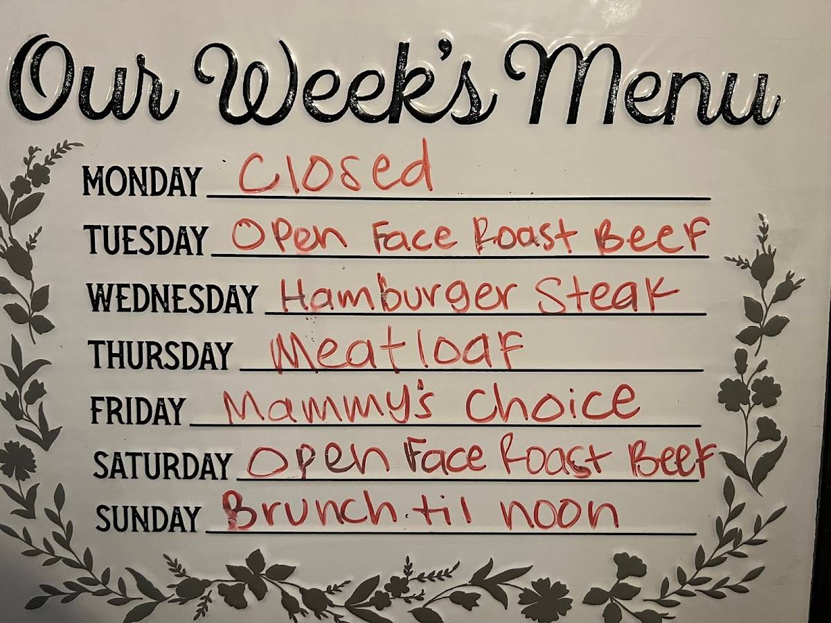 Menu at Mammy's Kitchen & Bar, Bardstown