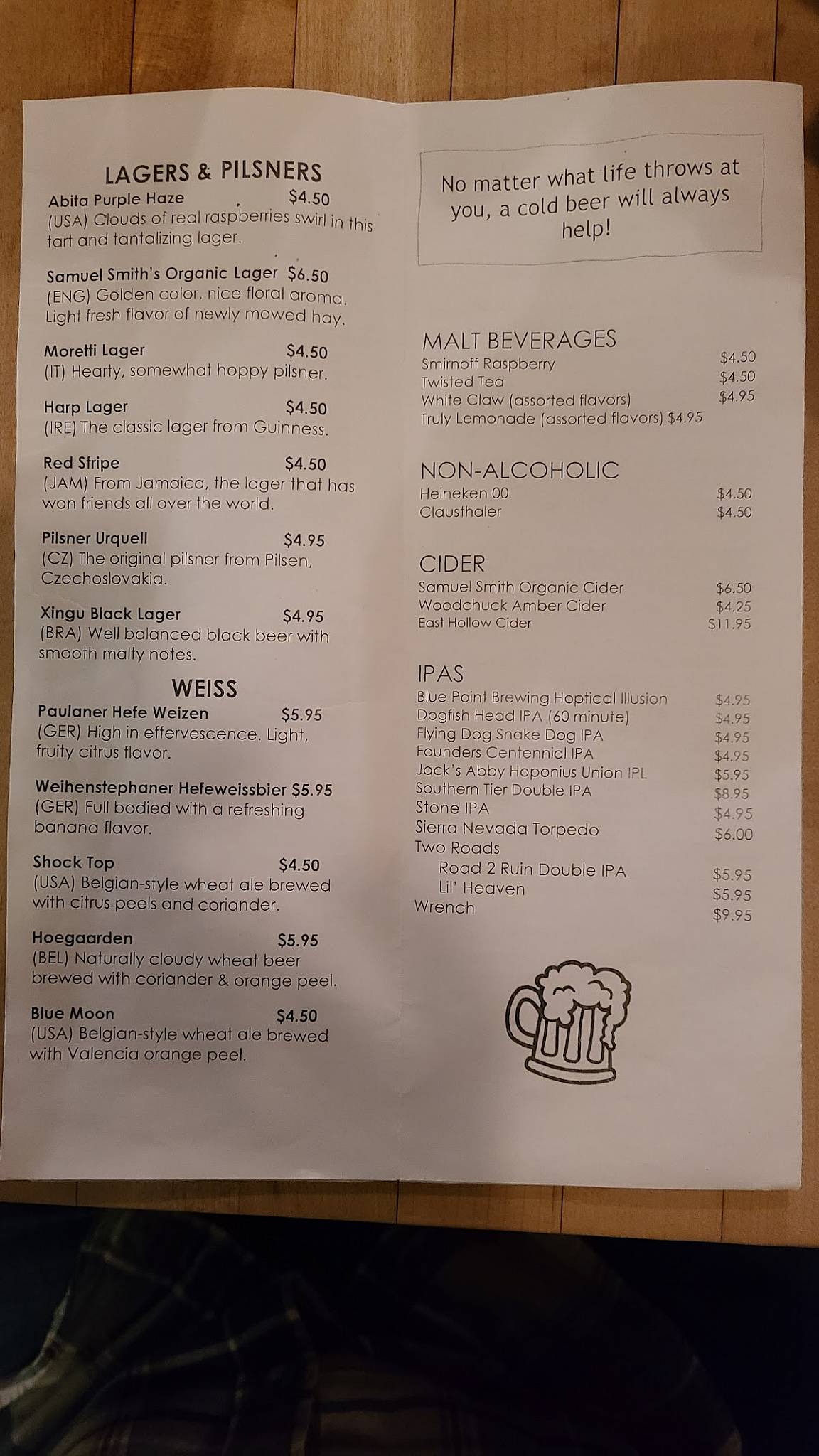 Menu at Man of Kent Tavern pub & bar, Hoosick