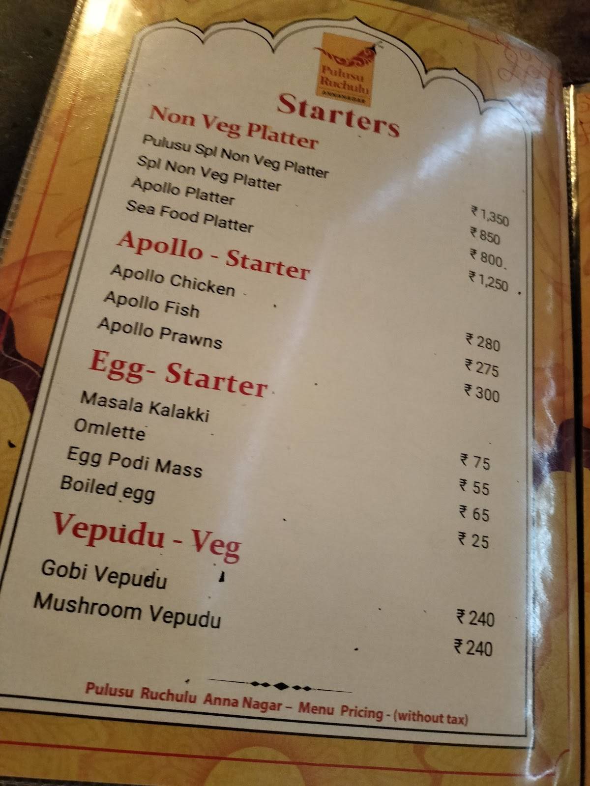 Menu at Pulusu Ruchulu - Anna Nagar East, Chennai, 7